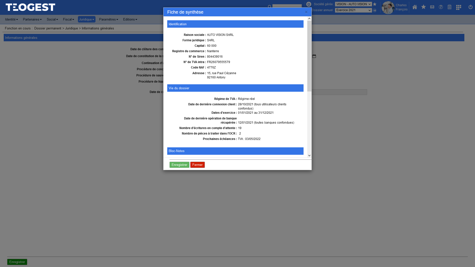 Logiciel Dossier permanent pour experts-comptables - Teogest